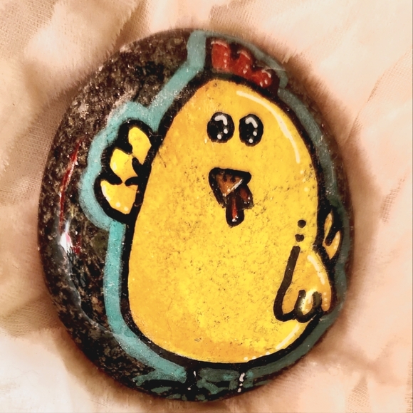 cHANDaMADE | Art | Chick Chicken Painted Rock Ooak | Poshmark